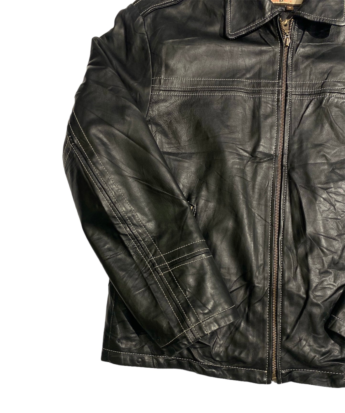 On-set stitched leather jacket – Яetrospect