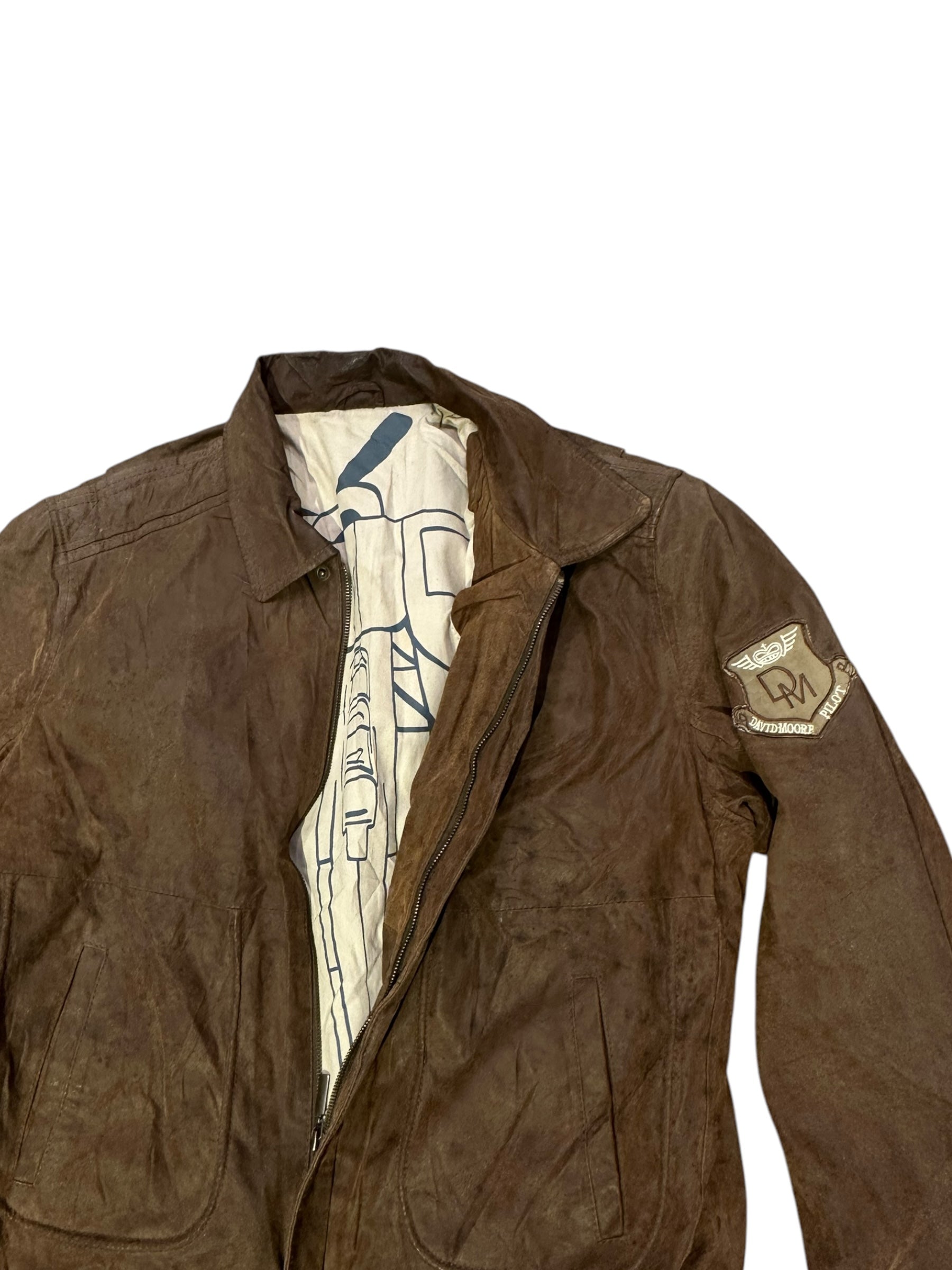 David moore patched leather jacket – Яetrospect