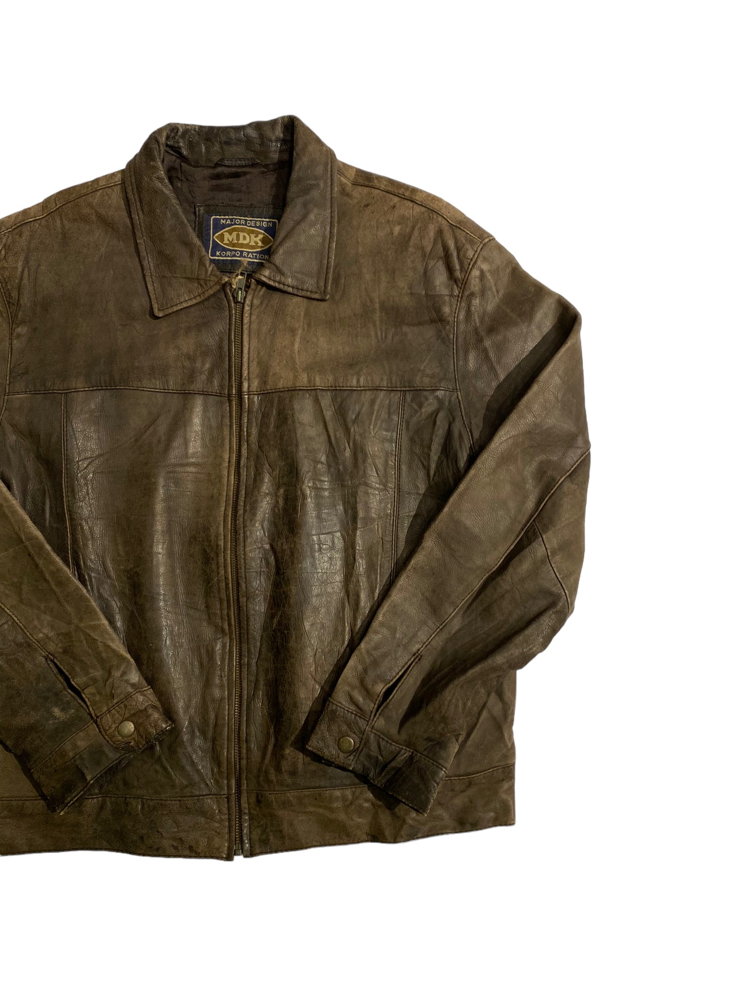 MDK brown leather jacket – Яetrospect